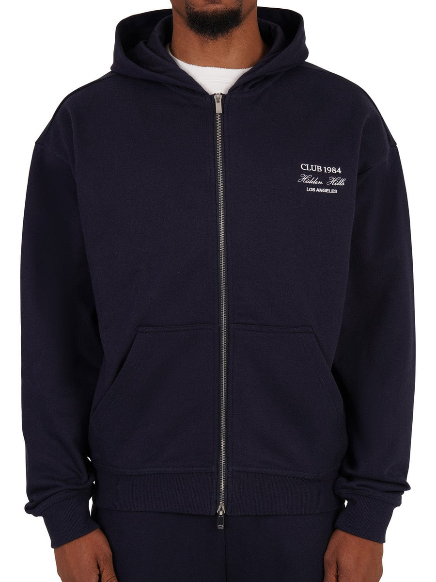Hidden Hills Zipped Hoodie - Navy – CLUB 1984